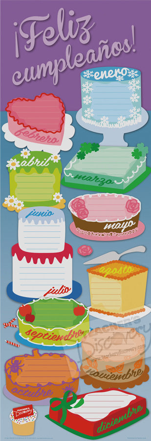 Birthday Cakes - Spanish - Dry-Erase Poster – Teacher's Discovery