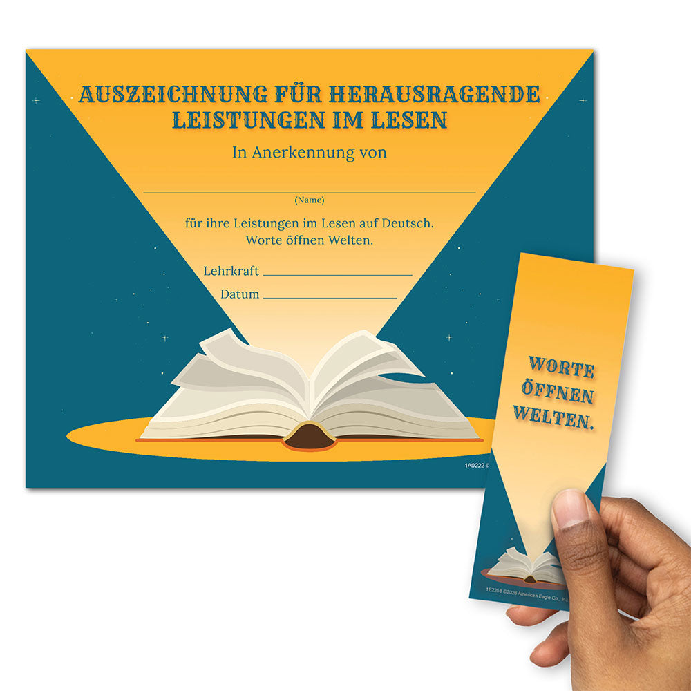 German Reading Certificates and Bookmarks Set of 15 – Teacher's Discovery