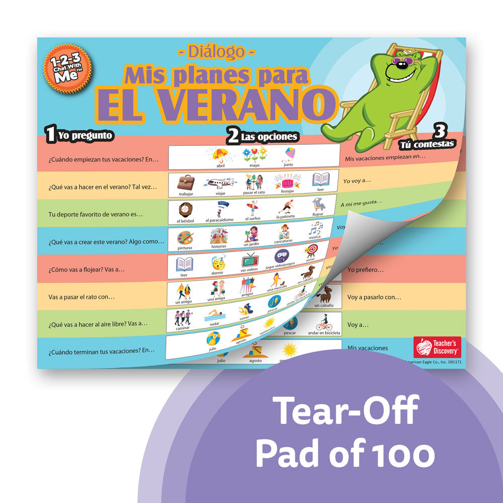 1-2-3 Chat With Me: Mis planes para el verano Spanish Chat Mat Tear-Of ...