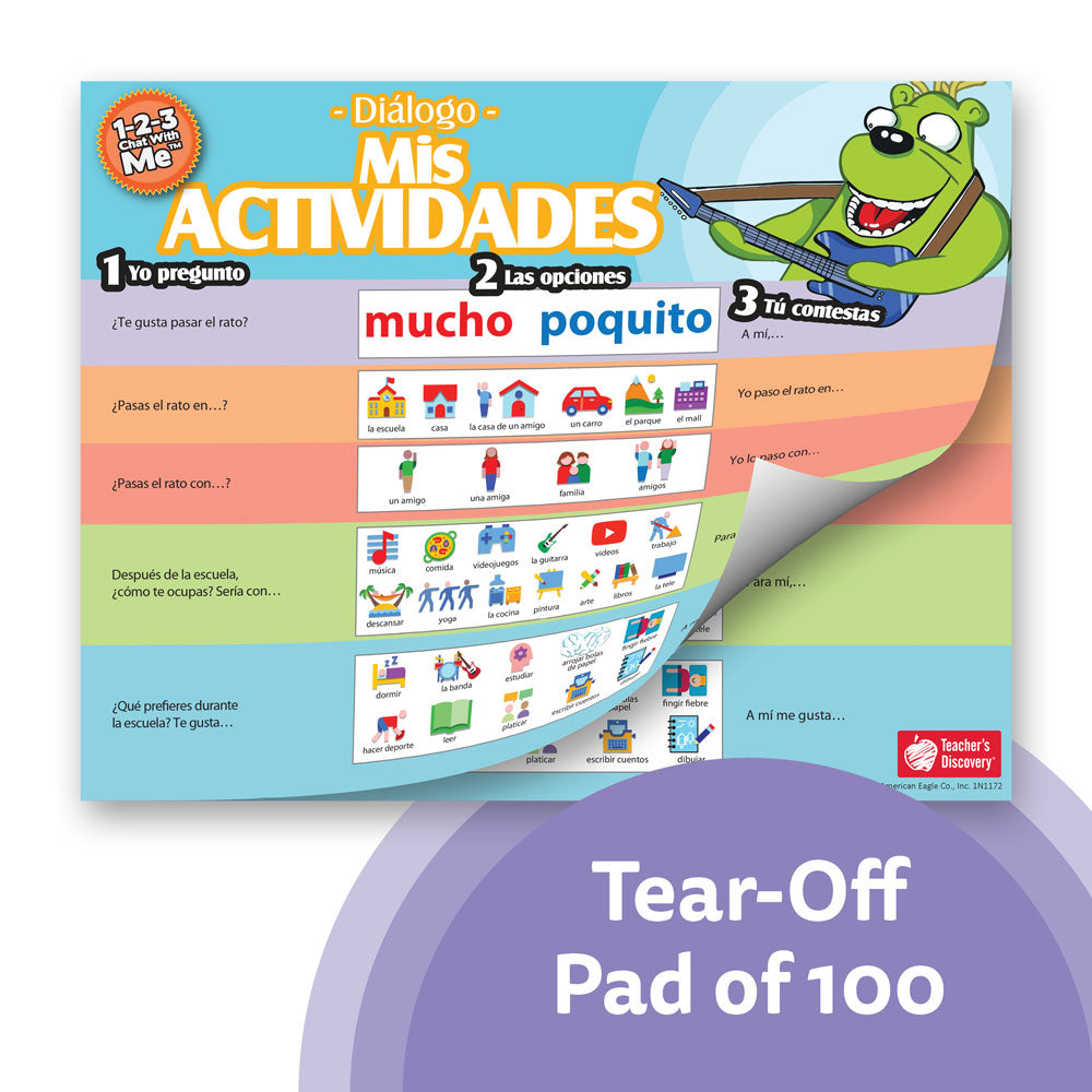 1-2-3 Chat With Me: Mis actividades Spanish Chat Mat Tear-Off Pad of 1 ...