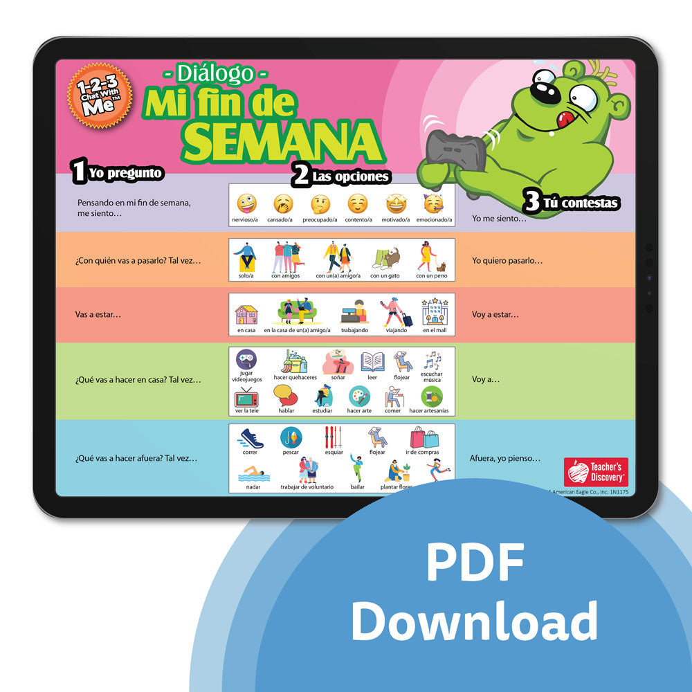 1-2-3 Chat With Me: Mi fin de semana Spanish Chat Mat PDF Download ...