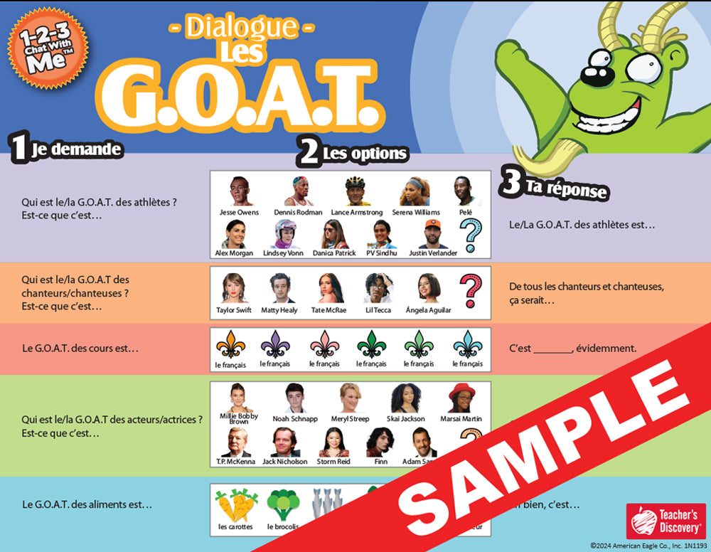 1-2-3 Chat With Me: Les G.O.A.T. French Chat Mats - Download – Teacher ...