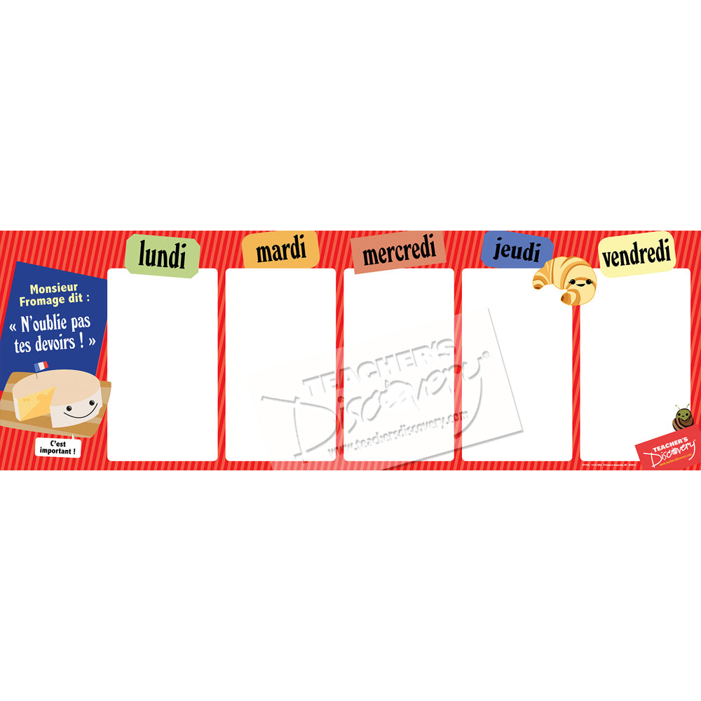 Weekly Homework Chart - French - Dry-Erase Poster – Teacher's Discovery