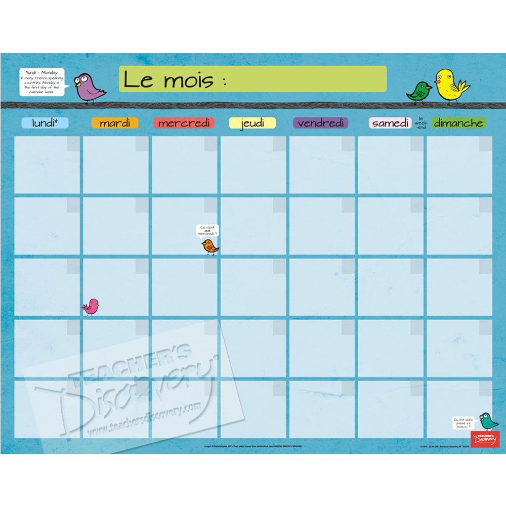 Monthly Homework Chart - French - Dry-Erase Poster – Teacher's Discovery