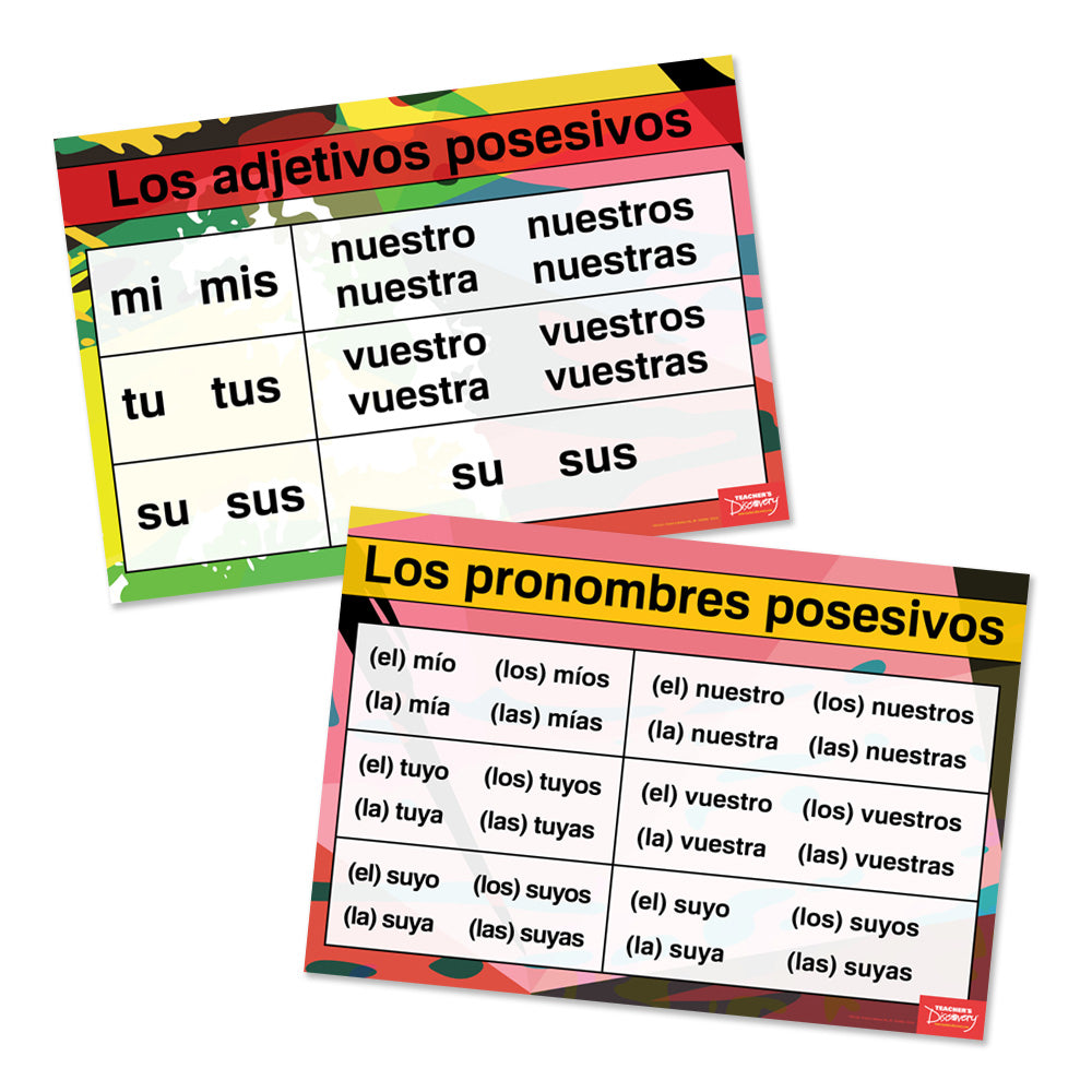 Possessives Charts - Spanish - Mini-Posters - Set of 2 – Teacher's ...