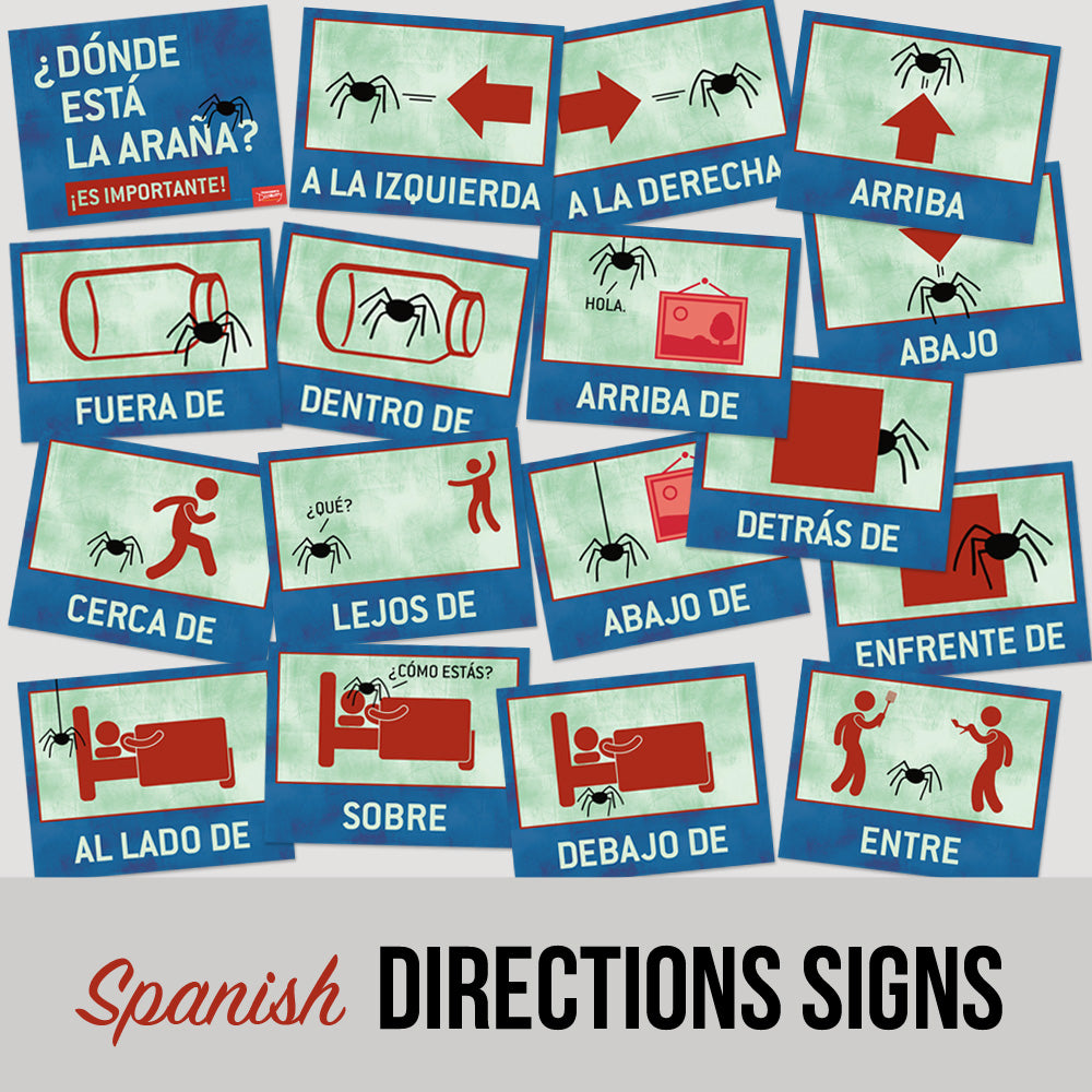 "Where Is the Spider?" Directions - Spanish - Signs - Set of 17 ...