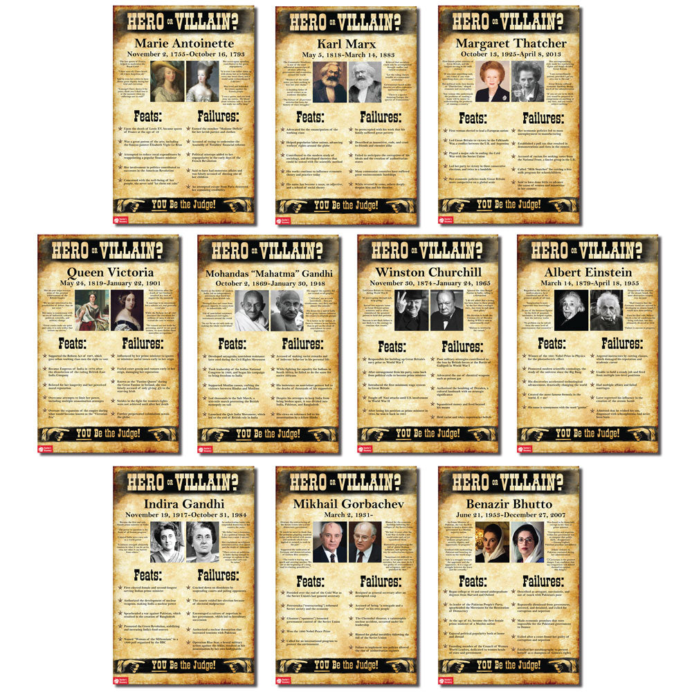 World History Hero or Villain? Mini-Poster Set II - Set of 10 – Teacher ...