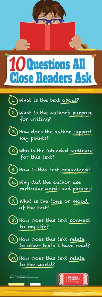 Close Reading Questions Skinny Poster – Teacher's Discovery