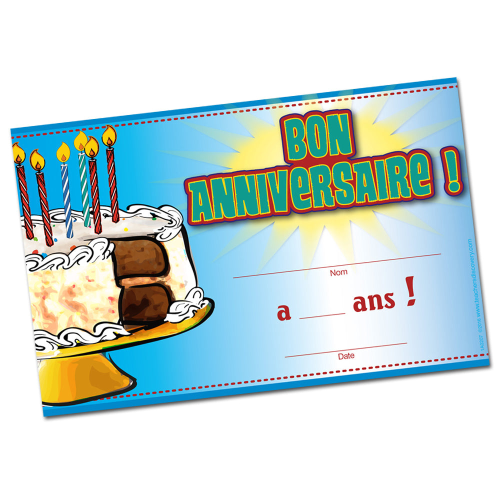 French Birthday Certificates (Set of 36) – Teacher's Discovery