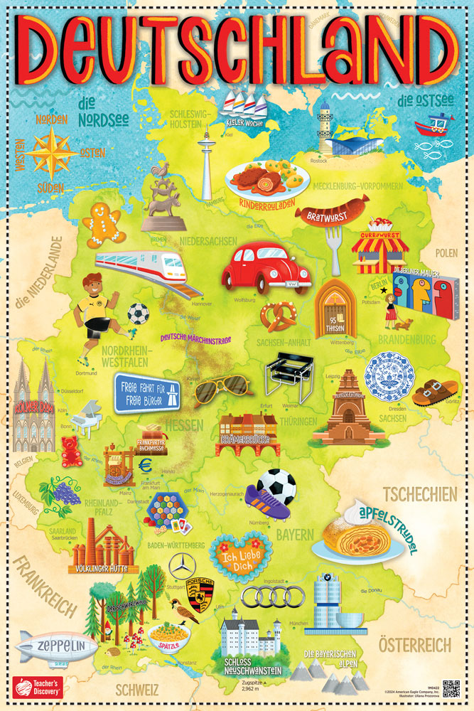 Illustrated Map of Germany - German - Poster – Teacher's Discovery