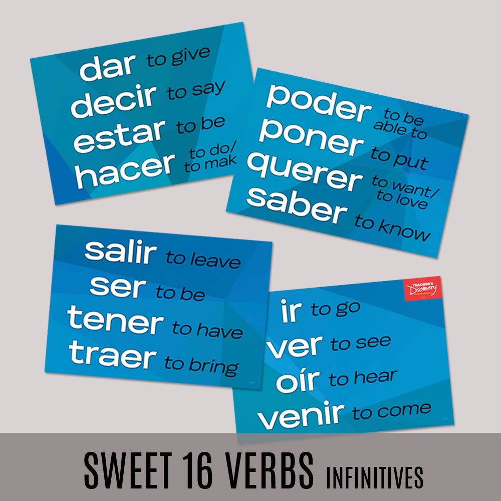 Sweet 16 Infinitives - Spanish - Mini-Posters - Set of 4 – Teacher's ...