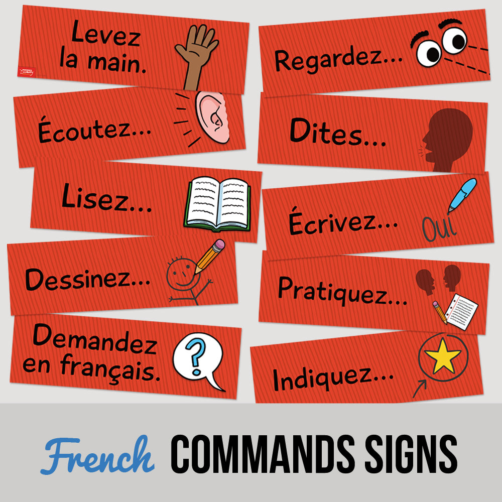 Classroom Commands - French - Signs - Set of 10 – Teacher's Discovery