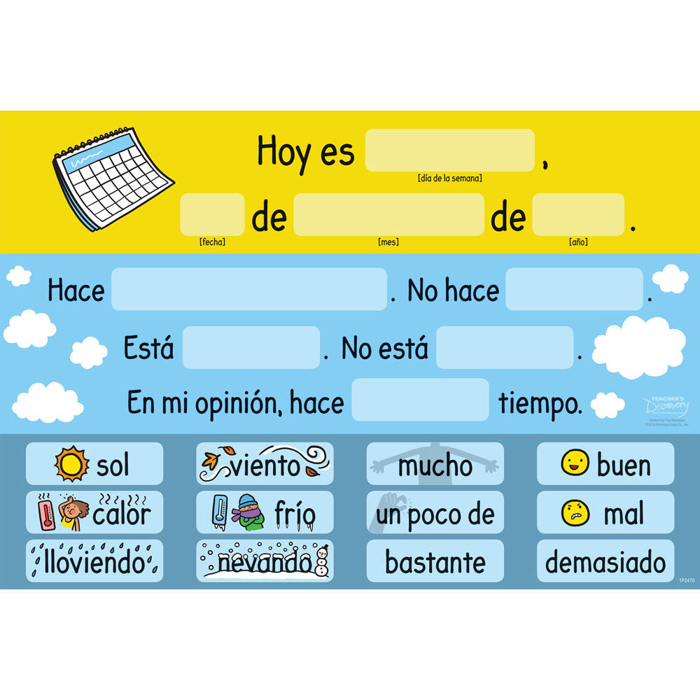 Tina's Weather Station - Spanish - Dry-Erase Poster – Teacher's Discovery