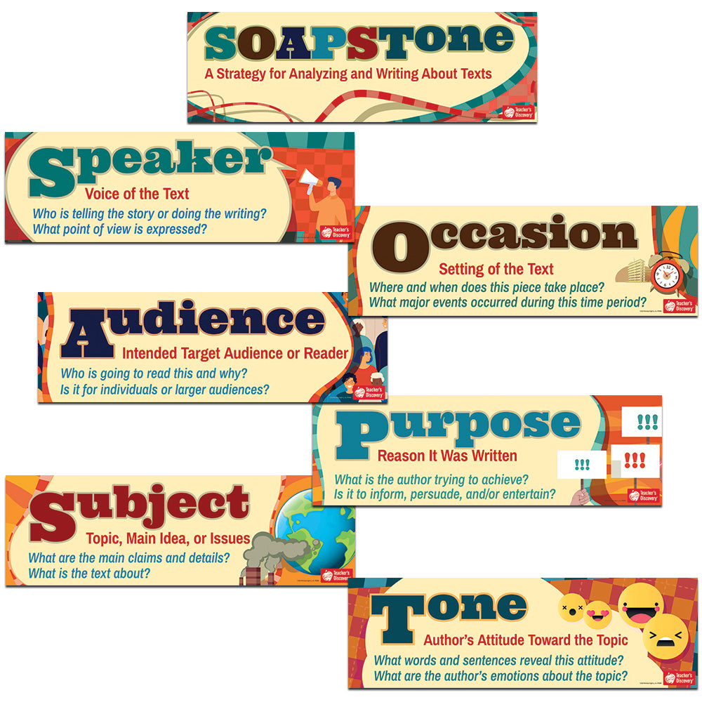SOAPSTone Strategy Signs - Set of 7 Signs – Teacher's Discovery