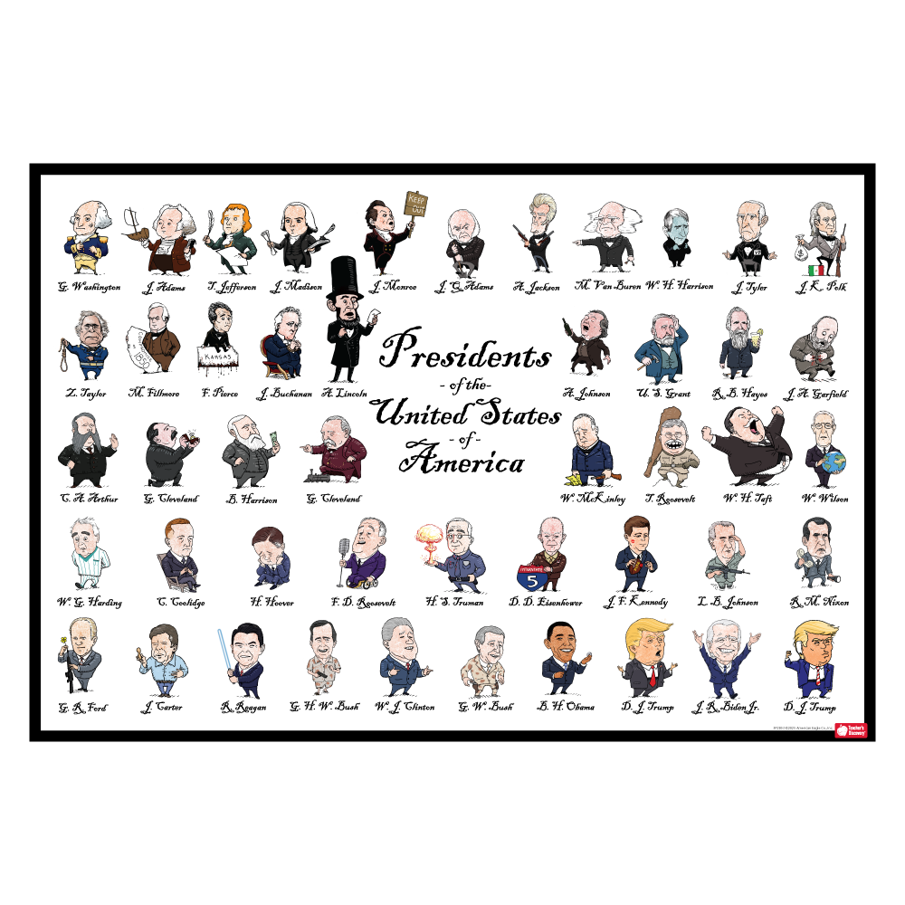 Illustrated Presidents Poster – Teacher's Discovery Illustrated Presidents Poster – Teacher's Discovery