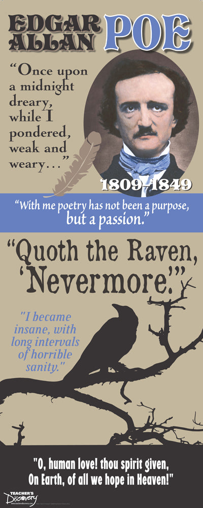 Quoth the Raven: Edgar Allan Poe Fabric Banner with Clips – Teacher's ...