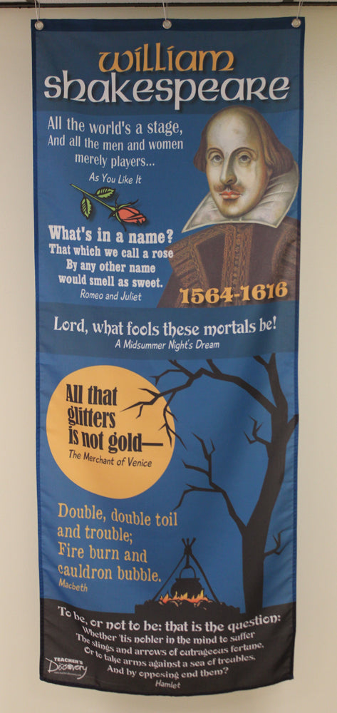 Celebrate Shakespeare! William Shakespeare Fabric Banner with Clips ...