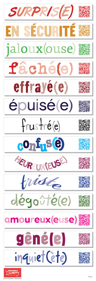 Emotions with QR Codes - French - Skinny Poster – Teacher's Discovery